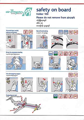 AIRLINE SAFETY CARDS FROM AIRLINES WORLDWIDE