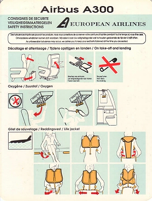 AIRLINE SAFETY CARDS FROM AIRLINES WORLDWIDE
