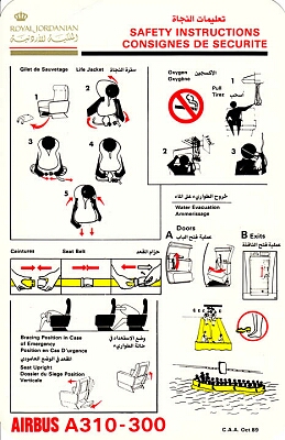 AIRLINE SAFETY CARDS FROM AIRLINES WORLDWIDE