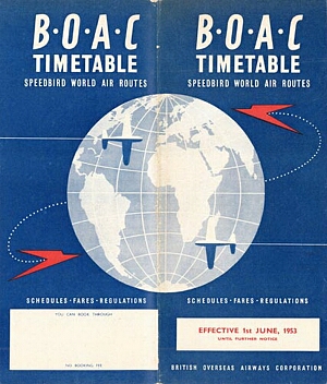 Airline Timetable Brochures for Vintage Airlines Of The Past
