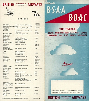 Airline Timetable Brochures for Vintage Airlines Of The Past